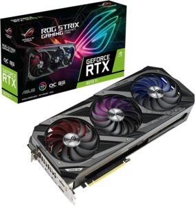 asus rog strix nvidia geforce rtx 3070 ti oc edition gaming graphics card (pcie 4.0, 8gb gddr6x, hdmi 2.1, displayport 1.4a, axial-tech fan design, 2.9-slot, super alloy power ii, gpu tweak ii)