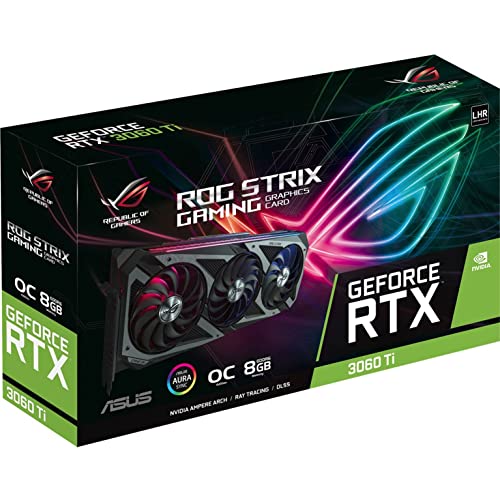 ASUS ROG Strix NVIDIA GeForce RTX 3060 Ti V2 OC Edition Gaming Graphics Card (PCIe 4.0, 8GB GDDR6, LHR, HDMI 2.1, DisplayPort 1.4a, Axial-tech Fan Design, 2.9-slot, Super Alloy Power II, GPU Tweak II)