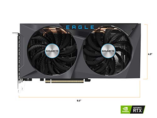 GIGABYTE GeForce RTX 3060 Eagle OC 12G Graphics Card, 2X WINDFORCE Fans, 12GB 192-bit GDDR6, GV-N3060EAGLE OC-12GD Video Card (Renewed)