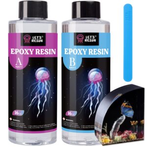 let's resin crystal clear epoxy resin, 32oz bubbles free epoxy resin, table top & bar top casting resin, clear epoxy resin for art crafts