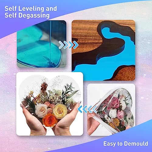 Bsrezn 64OZ Epoxy Resin Kit, Crystal Clear Hard Casting Resin and Hardener Resina Epoxica Transparente 2 Part Resin Art Supplies for Jewelry Making Bar Table top Countertop Craft-Anti Yellowing 1:1