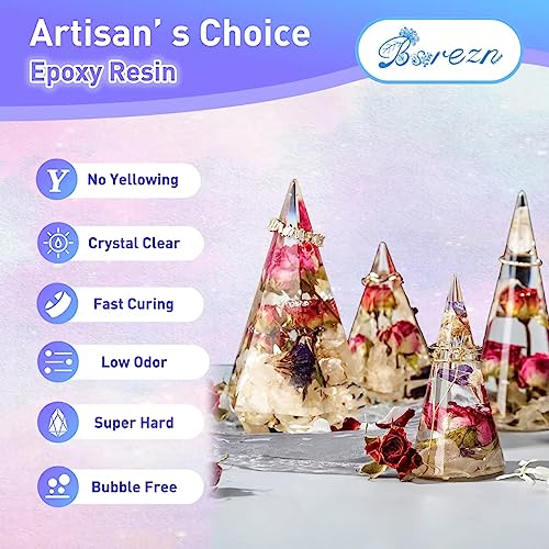 Bsrezn 64OZ Epoxy Resin Kit, Crystal Clear Hard Casting Resin and Hardener Resina Epoxica Transparente 2 Part Resin Art Supplies for Jewelry Making Bar Table top Countertop Craft-Anti Yellowing 1:1