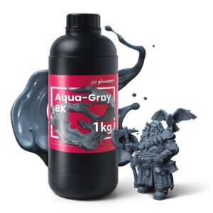 phrozen aqua-gray 8k 3d printing resin, designed to showcase highly detailed 3d models & works best with 8k 3d lcd printers (1kg)