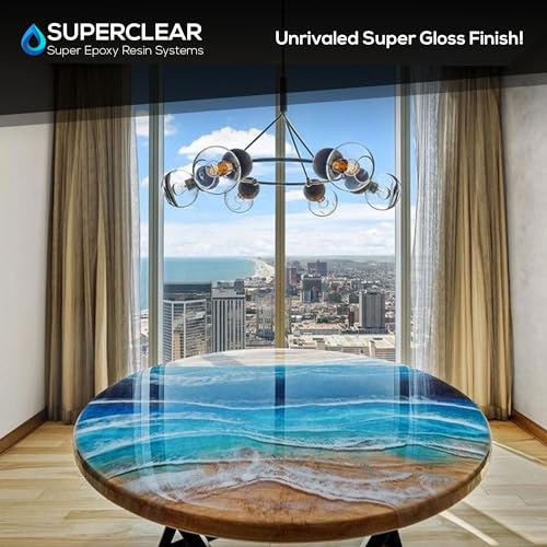 Table Top Epoxy Resin Superclear 1 Gallon | 128 oz Kit, Anti-Yellow Highest UV Impact Resistance, Food Grade Safe, Ultra Crystal Clear Gloss, Bubble Free, Bar & Surface Coat, Tumblers, Wood, DIY