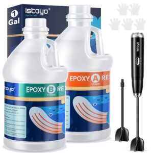 istoyo epoxy resin, 1 gallon crystal clear no bubbles epoxy resin kit, fast curing epoxy resin for table tops, coating, casting, jewelry making, diy art crafts, cast coating wood