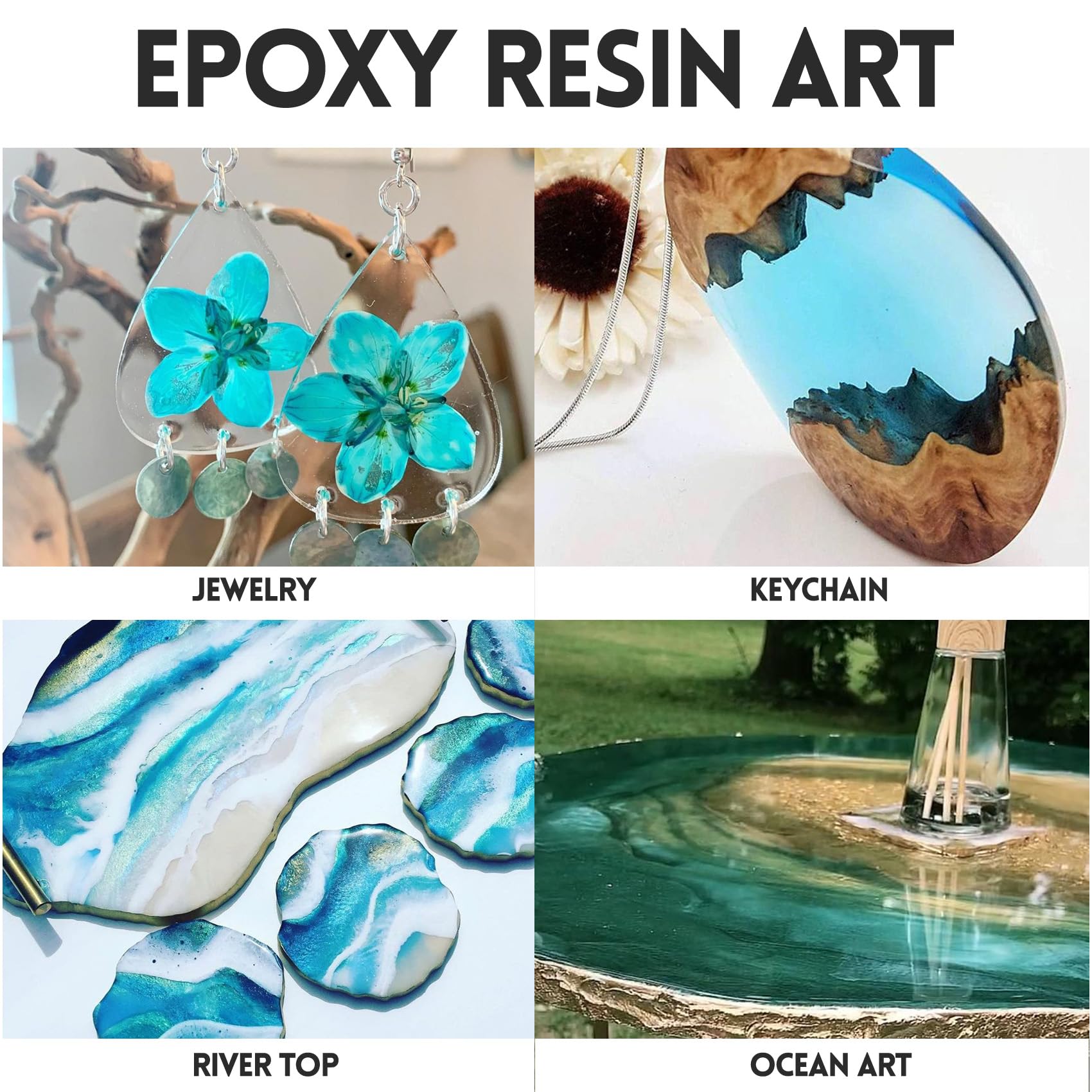 Epoxy Resin Kit - 1 Gallon Epoxy Resin Crystal Clear,Yellowing Resistant Fast Curing No Bubble for Casting Coating Art DIY Craft Jewelry Molds Wood Table 2 Part 1:1 Ratio(66oz Resin&66oz Hardene)…