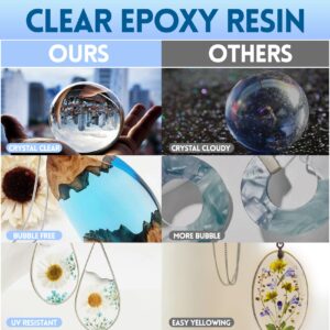 Epoxy Resin Kit - 1 Gallon Epoxy Resin Crystal Clear,Yellowing Resistant Fast Curing No Bubble for Casting Coating Art DIY Craft Jewelry Molds Wood Table 2 Part 1:1 Ratio(66oz Resin&66oz Hardene)…