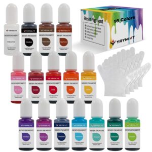 yrym ht epoxy resin pigment - 16 colors non-toxic epoxy resin color pigment for resin coloring, concentrated resin dye for jewelry making, art, paint, crafts - 0.35oz/10ml each