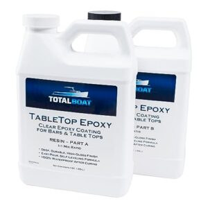 totalboat table top epoxy resin 2 quart kit - crystal clear coating and casting resin for bar tops, table tops, wood, concrete, epoxy art & crafts