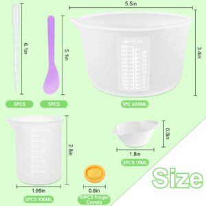 Silicone Measuring Cups for Resin Supplies, Resin Cups Kit with 600ml & 100ml Resin Mixing Cups and Tools, Silicone Cups for Resin Molds, Epoxy Resin Cups, Cooking, Casting Moulds, Jewelry Making