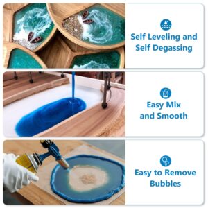 Epoxy Resin,32OZ Resin Kit,Crystal Clear Not Yellowing Bubble-Free Self Leveling for DIY Molds Wood Jewelry Countertop Bar Top,Easy Mix 1:1 Ratio,Perfect for Beginners