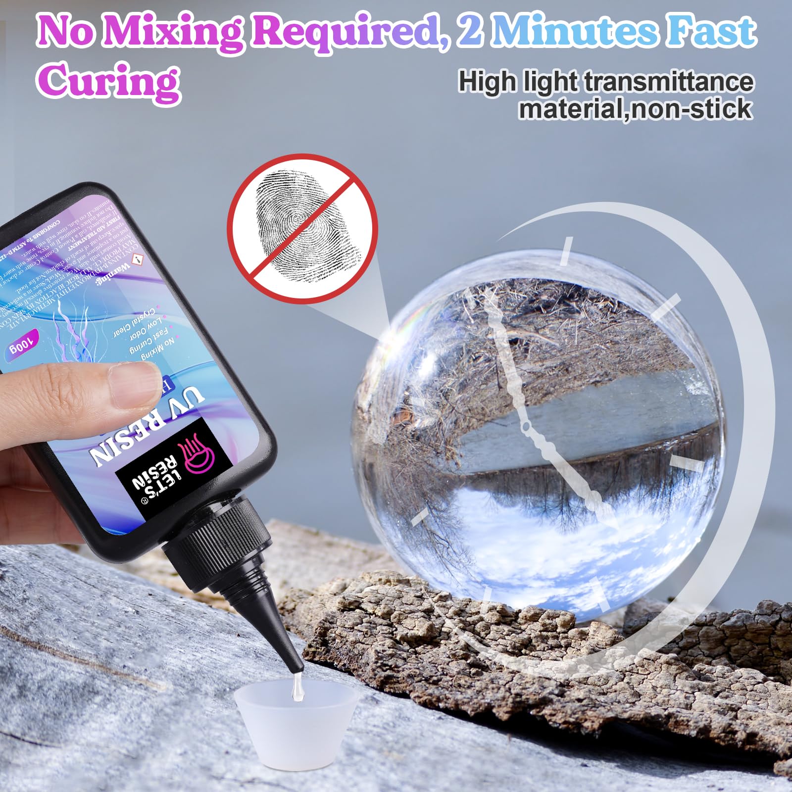 LET'S RESIN UV Resin,200g High Viscosity Crystal Clear Thick UV Resin Kit, Quick-Curing&Low Shrinkage Ultraviolet Epoxy Resin for Crafts, Doming, Coating