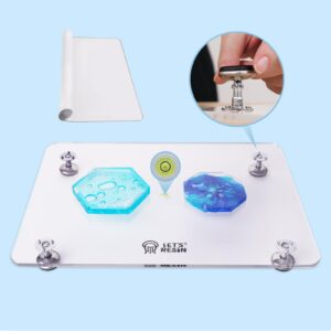 let's resin leveling table for resin, 16''x 12'' acrylic adjustable resin leveling table with silicone mat, multipurpose no installation required self leveling board for resin molds, waves, epoxy