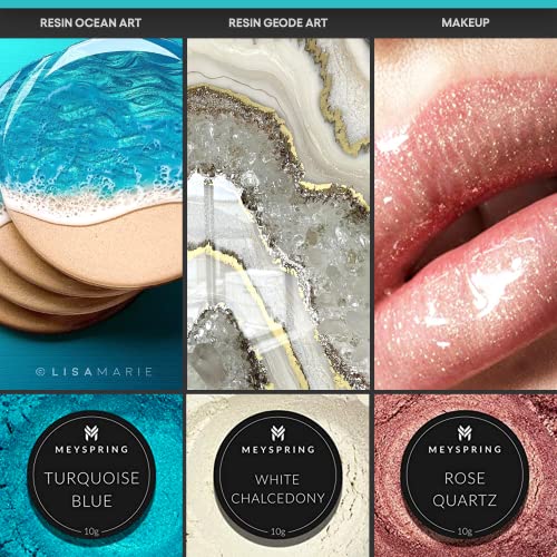 MEYSPRING Gemstones Collection Mica Powder for Epoxy Resin - 100g - Epoxy Pigment Colors for Resin Art, Geode Art - Resin Pigment Powder and Cosmetic Grade Mica Powder - Epoxy Resin Pigment Set