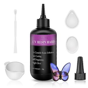 crystal clear hard uv resin clear hard type 3.5oz transparent uv solar curing resin for diy earring pendant jewelry making craft decoration (3.5oz)