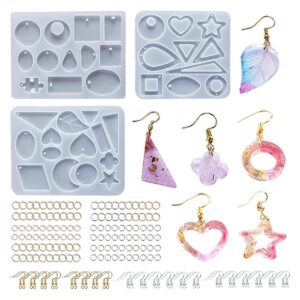 yoyou earring resin molds silicone with hole, 3 pcs diy resin molds for earrings pendant keychain jewelry making, epoxy resin & uv resin diy crafting supplies for women girls