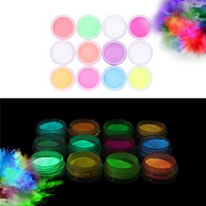 glow in the dark powder –(pack of 12) luminous pigment powder fluorescent uv neon color changing luminescent phosphorescent thermochromic dye dust glo for slime nails resin acrylic paint ink non-toxic