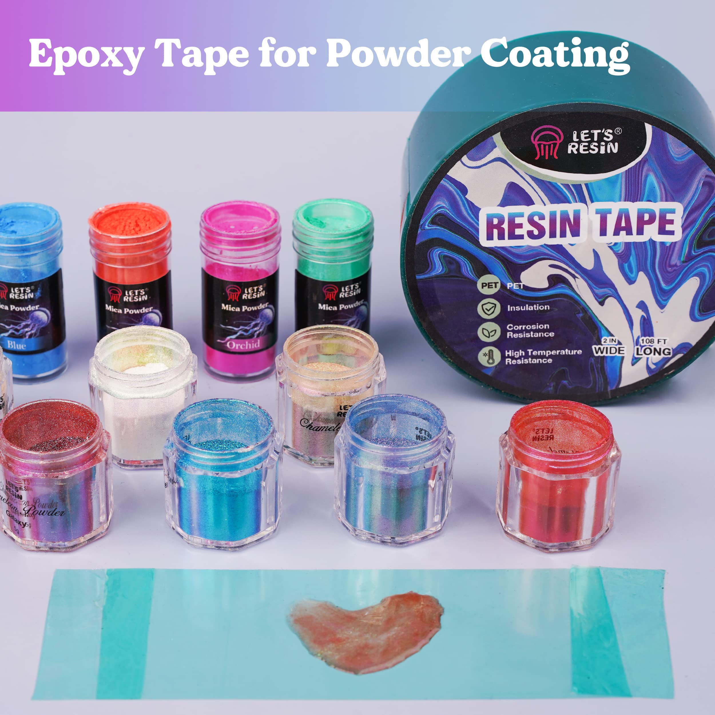 LET'S RESIN Resin Tape,2Inch Wide x 108FT Long Epoxy Tape,Thermal Adhesive Tape,High-Temperature Heat Insulation, Easy Peel, Release Resin Tape for Epoxy Resin Molding, River Tables,Remove Residue