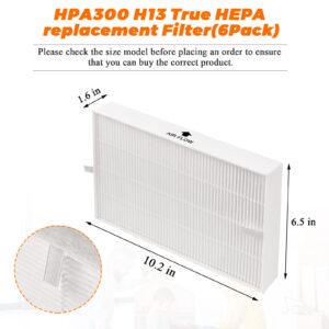 Blutoget HPA300 HEPA Filter Replacement - Compatible For Honey-well Air Puri-fier HPA300 HPA200 HPA090 Series-Replaces HRF-R3 HRF-R2 HRF-R1(Pack of 6 x Hepa Filters)