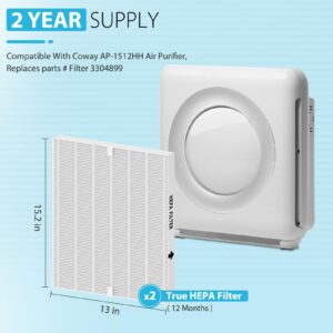 2Pack AP-1512HH True HEPA Replacement filter Compatible with Coway air Purifier AP-1512HH, AP-1512HH-FP, AP-1518R, AP-1519P, Item NO #3304899