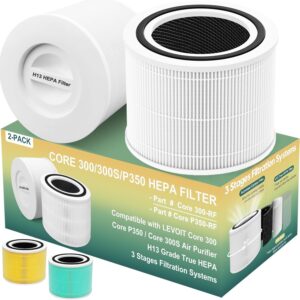 core 300 air purifier replacement filter for levoit core 300,core 300s,core p350,core300-p air purifier, core 300 replacement filter,3-in-1 h13 true hepa & activated carbon filter, core 300-rf,2pack