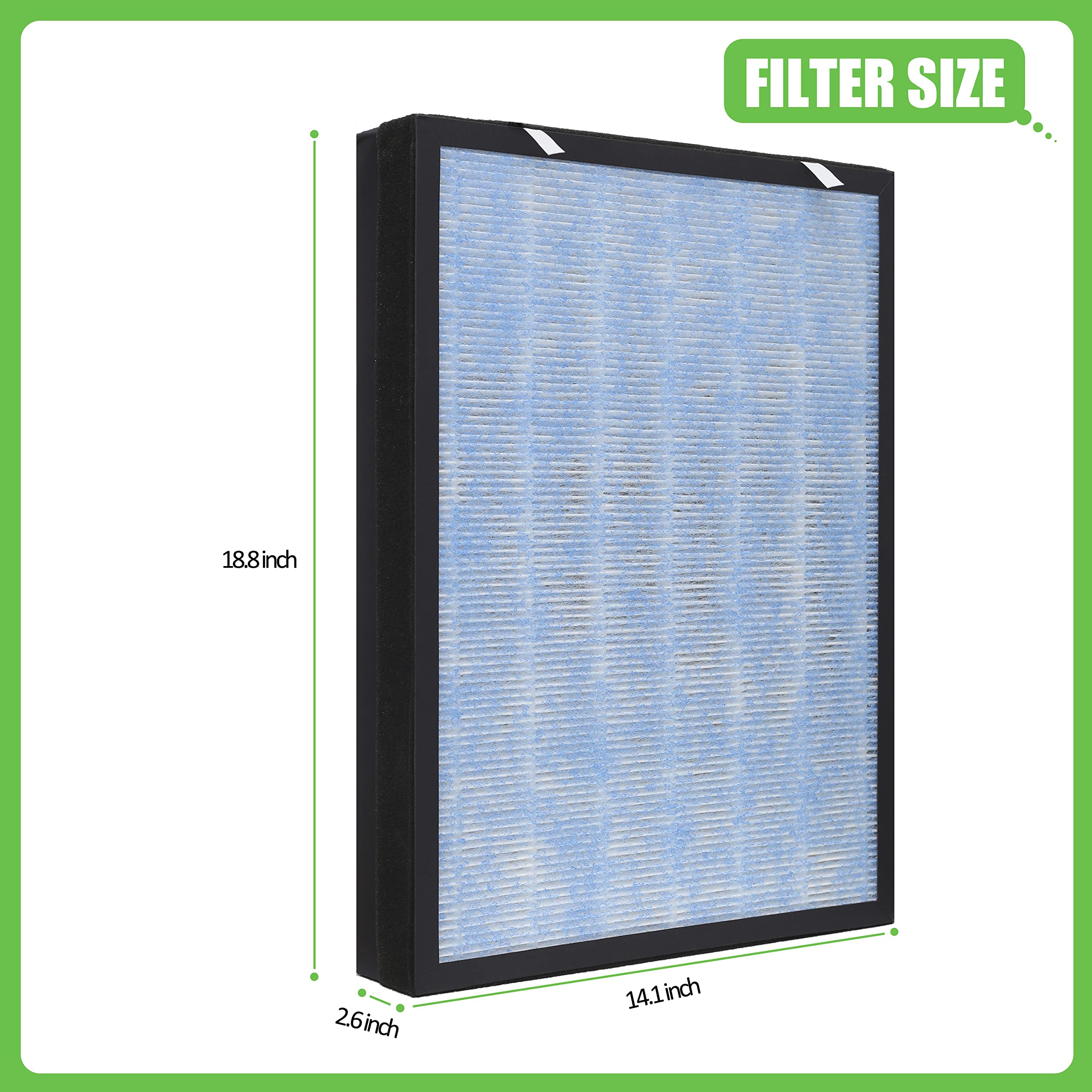 Hichoryer HSP002 Replacement Filter, Compatible with HATHASPACE® HSP002 Smart True HEPA Air Purifier 2.0, 2 Pack