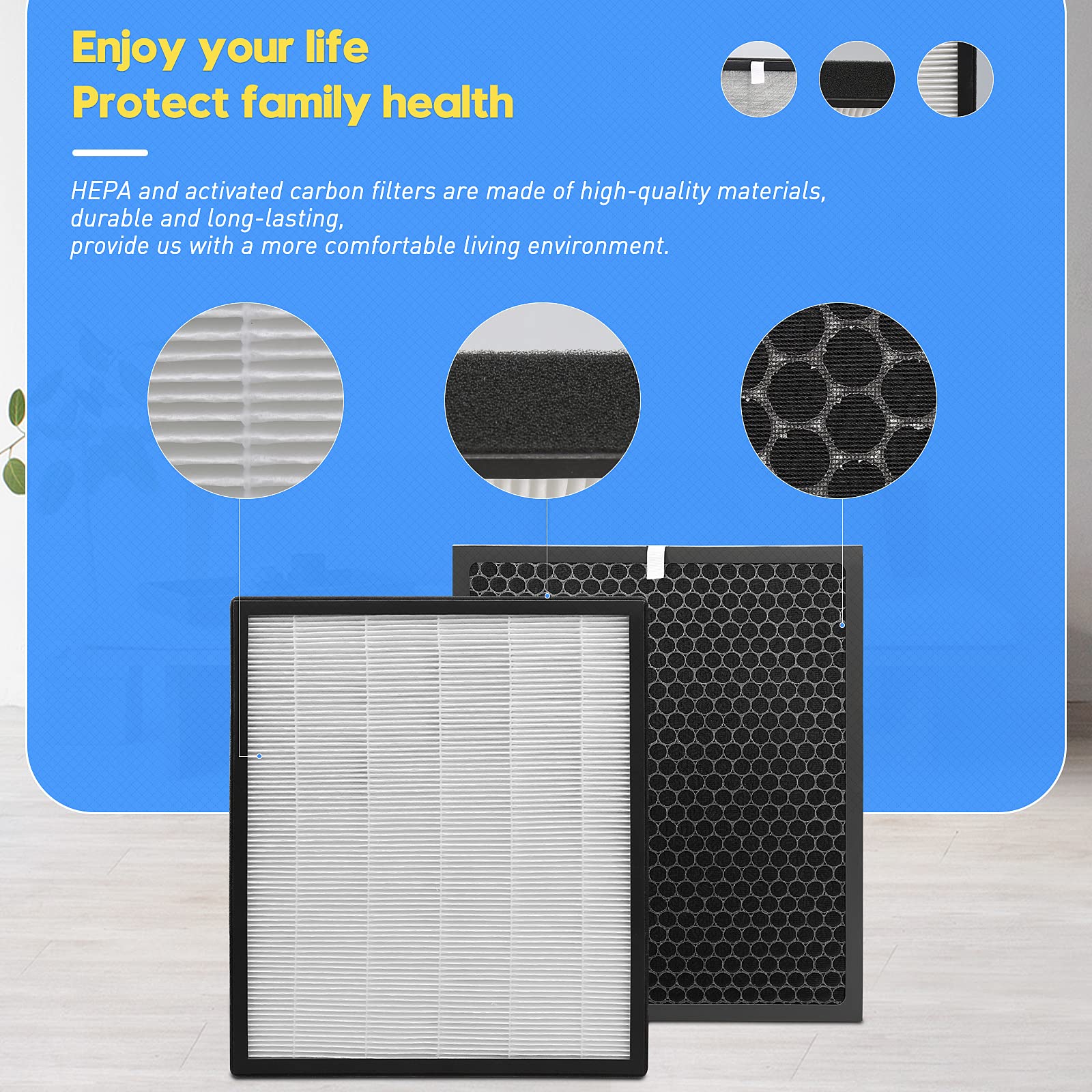 LV-PUR131 Replacement Filters Compatible with LEVOIT LV-PUR131 and LV-PUR131S Air Purifier, LV-PUR131-RF, 2 Pack True HEPA and Activated Carbon Filters (2 HEPA + 2 Carbon Filters)