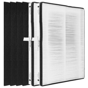 hichoryer md1-0022 replacement filter, compatible with vornado air purifier models ac300, ac350, ac500, ac550, pco200, pco300 and pco500, 2 hepa filter md1-002 + 4 pre-filter md1-0023