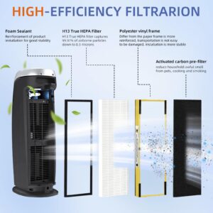 FLT4825 HEPA Filter B Replacement Compatible with G-Guardian Air Purifiers AC4825 AC4300 AC4800 AC4900 AC4850,4 H13 True HEPA Filters+8 Carbon Pre-Filters