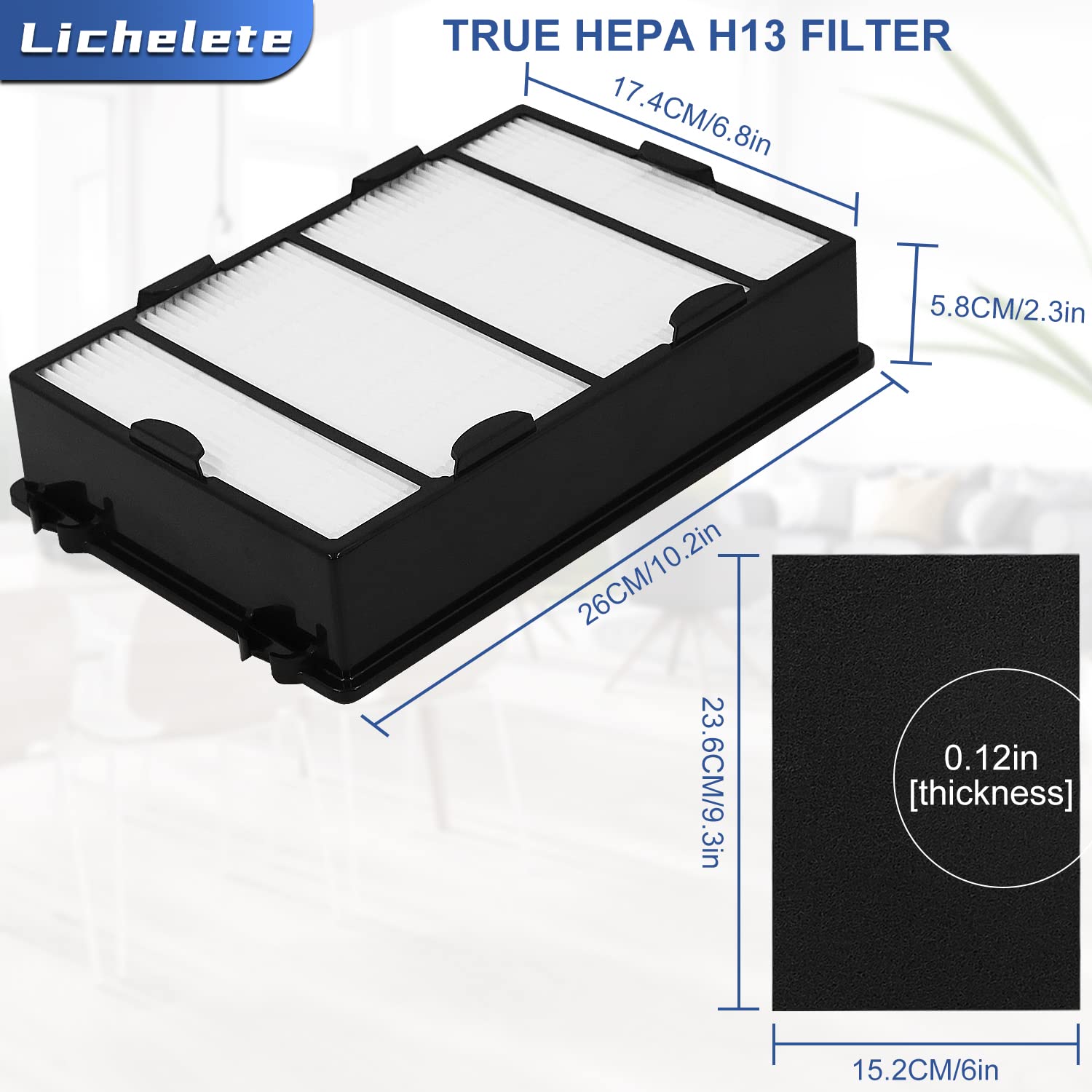 HAPF600 HEPA Filter Replacement for Holmes HAPF600 Air Puri-fier, 4 HEPA Filter + Carbon Pre-filters, Part#HAPF600 HAPF600D HAPF600D-U2 HAP615 HAP625 HAP650 HAP725 HAP750