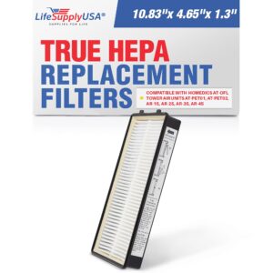 lifesupplyusa hepa filter replacement set compatible with homedics at-ofl tower air units at-pet01, at-pet02, ar-15, ar-25, ar-35, ar-45