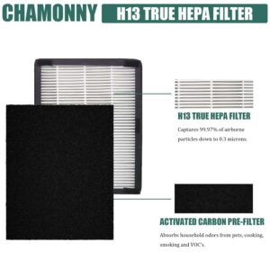 CHAMONNY Size A Replacement Filter A, Compatible with Filtrete FAP-C01-A and IDYLIS AC-2119, IAP-10-100, IAPC-40-140, IAP-10-150 Air Purifier, 2 H13 True HEPA Filters + 4 Pre-filters