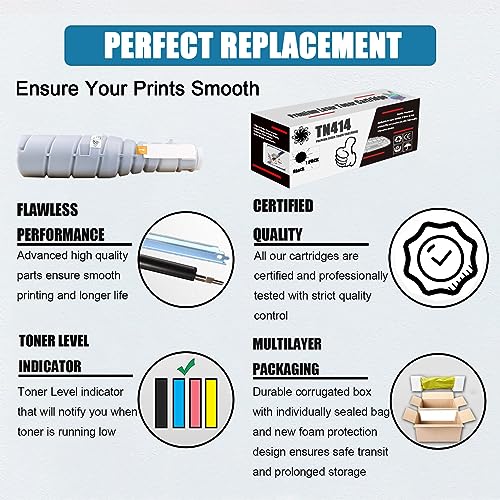 RIOMAN TN414 Toner Cartridge Standard Capacity Replacement Compatible for Konica Minolta High Yield Work for Konica Minolta Bizhub 363 423 Printers