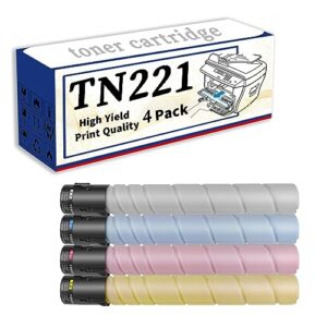 compatible replacement for konica minolta tn221 toner cartridge, high yield for bizhub c227 c287 c7528 printer 4 color