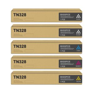 bigspce tn-328 tn328 toner cartridges set (5-pack, 2black/1cyan/1magenta/1yellow) - tn328k tn328c tn328m tn328y toner cartridge replacement for konica minolta bizhub c300i c360i c250i c7130i printer