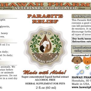 HawaiiPharm Parasite Relief, Veterinary Natural Alcohol-Free Liquid Extract, Pet Herbal Supplement 2 oz