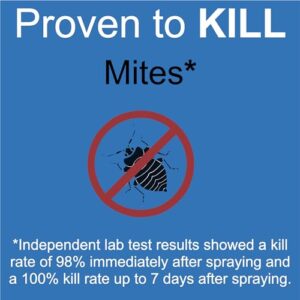 Mite Killer Spray by Premo Guard – Treatment for Dust Spider Bird Rat Mouse Carpet and Scabies Mites – Fast Acting 100% Effective – Child & Pet Safe – Best Natural Extended Protection (16 oz)