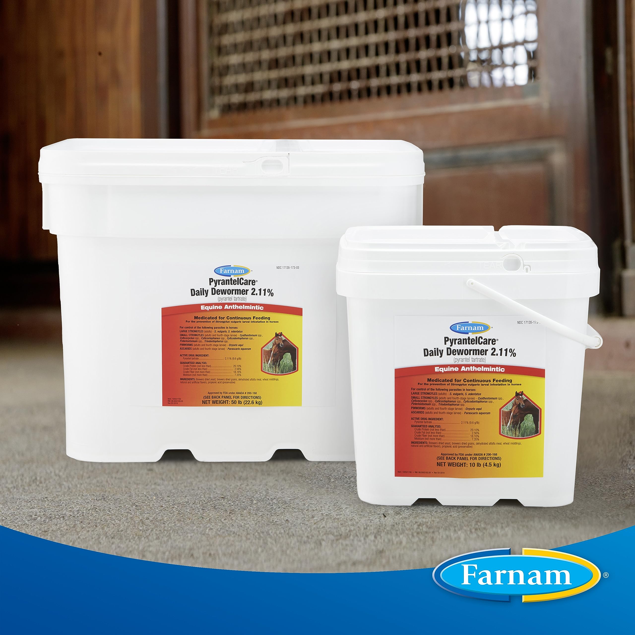 Farnam Pyrantel Care Daily Horse Dewormer 2.11% (Pyrantel Tartrate) for Horses of All Ages, Equine Anthelmintic, Continuous Protection Against Small Stronglyes, Ascardis and Pinworms, 50 lbs