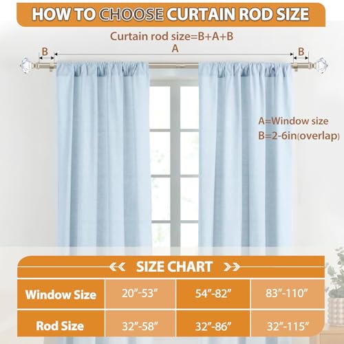 TONIAL Curtain Rods 32 to 58 Inch(2.6-4.8ft), Telescoping Splicing 3/4 Single Rods for Windows Decorative Drapery Rod with Acrylic Diamond Finial, Champagne Gold