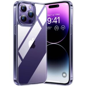 phone case for iphone 14 pro max 6.7 inches, non-yellowing, crystal clear, transparent, scratch resistant, compatible with wireless charging, shock resistant