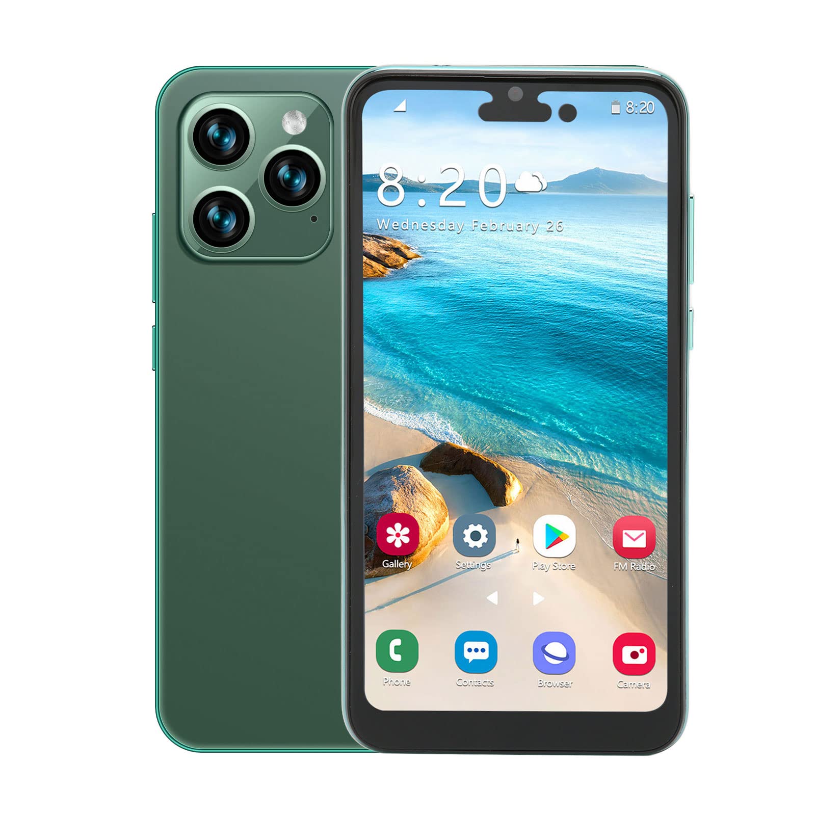 GOWENIC I14pro Plus Unlocked Phone, 6.1inch HD Screen Face Unlock Smartphone for Android 11, Dual SIM, 4G/64GB, GPS, Dual Camera 4G GSM Net Phone, Support 128G Memory Card, 4004mAh Battery(Dark Green)