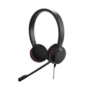 jabra evolve 20 uc wired headset, stereo professional telephone headphones for greater productivity, superior sound for calls and music, usb connection, all day comfort design