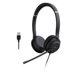 yealink uh37 usb headset with microphone for pc laptop - headphones with noise cancelling microphone for computer,on-ear wired office call center headset dual