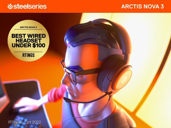 SteelSeries New Arctis Nova 3 Multi-Platform Gaming Headset - Signature Arctis Sound - ClearCast Gen 2 Mic - PC, PS5/PS4, Xbox Series X|S, Switch, Mobile,Black