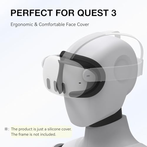 APEXINNO VR Silicone Face Pad Cover for Meta Quest 3 Original Headset Accessories, VR Face Cushion Pad Mask for Oculus Quest 3 Headset Face Pad (Black)