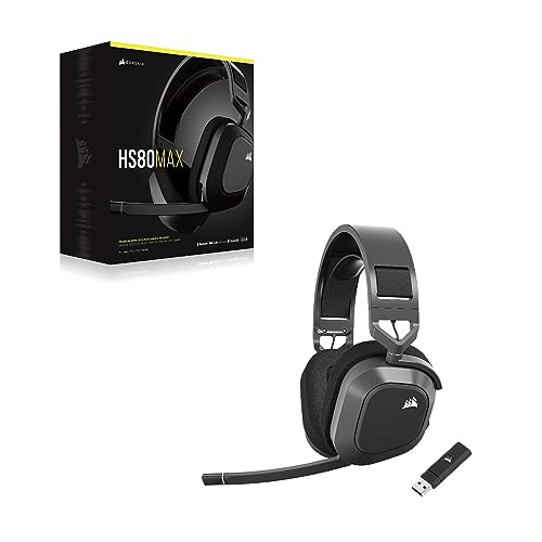 Corsair HS80 MAX Wireless Multiplatform Gaming Headset with Bluetooth - Dolby Atmos - Broadcast Quality Microphone - iCUE Compatible - PC, Mac, PS5, PS4, Mobile - Steel Gray, One Size