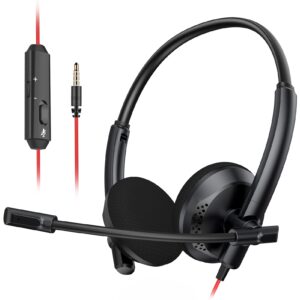 nubwo hw03 headset with microphone for pc，3.5mm jack，volume control，wired computer headset for zoom skype,for office,business, call center