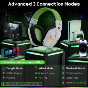 WESEARY Wireless Gaming Headsets for PS5, PS4, PC, Switch, Mac, 2.4GHz Bluetooth Gaming Headphones with 7.1 Surround Sound, Wireless Headset with Microphone, 50mm Drivers, 50Hr Battery, Cool RGB