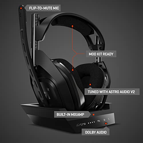 ASTRO Gaming A50 Wireless Headset + Base Station Gen 4 - Compatible With PS5, PS4, PC, Mac - Black/Silver