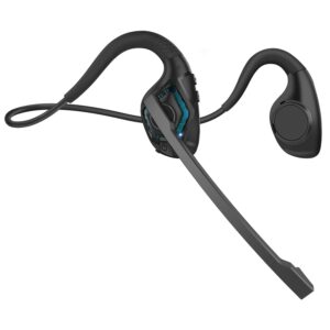 giveet bluetooth headset with microphone, open ear headphones wireless noise cancelling for phone laptop pc computer, 10 hours playtime, lightweight & comfortable for office driving working home